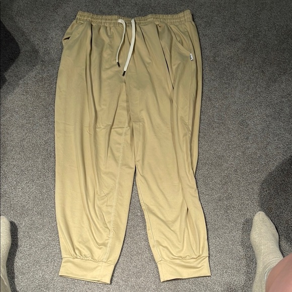 feat | Pants & Jumpsuits | Tan Track Pants With Elastic Waistband And ...